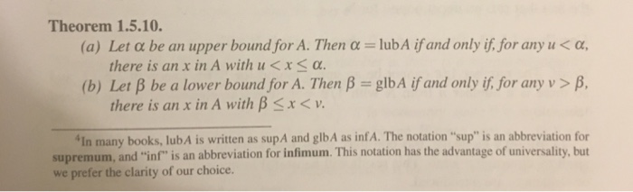 Solved Theorem 1.5.10 (a) Let oa be an upper bound for A. | Chegg.com