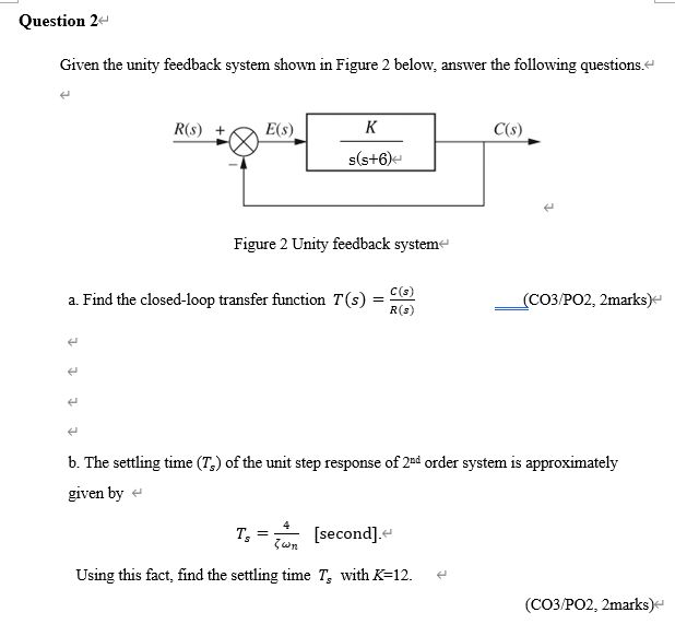 Solved Given the unity feedback system shown, find the | Chegg.com