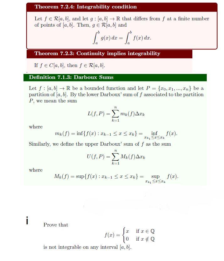 Solved Theorem 7.2.4: Integrability condition Let f e | Chegg.com