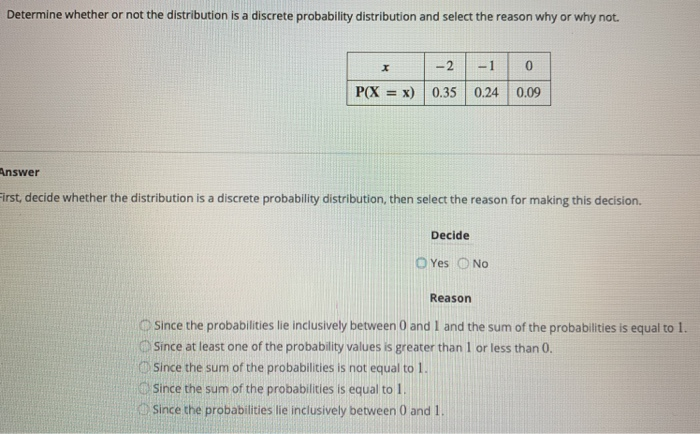 Solved Determine whether or not the distribution is a | Chegg.com