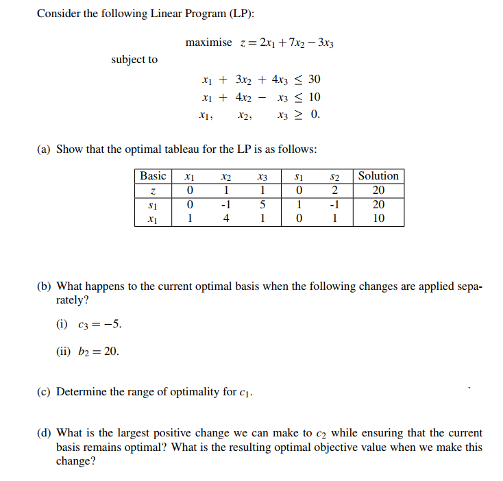 Solved Consider the following Linear Program (LP): maximise | Chegg.com