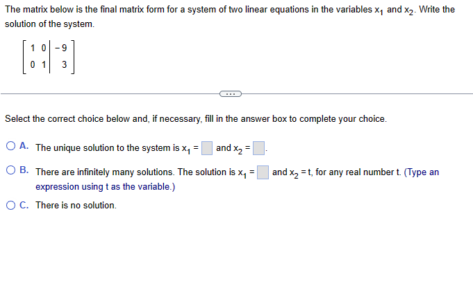 Solved Perform the row operation 6R1+R2→R2 on the matrix | Chegg.com