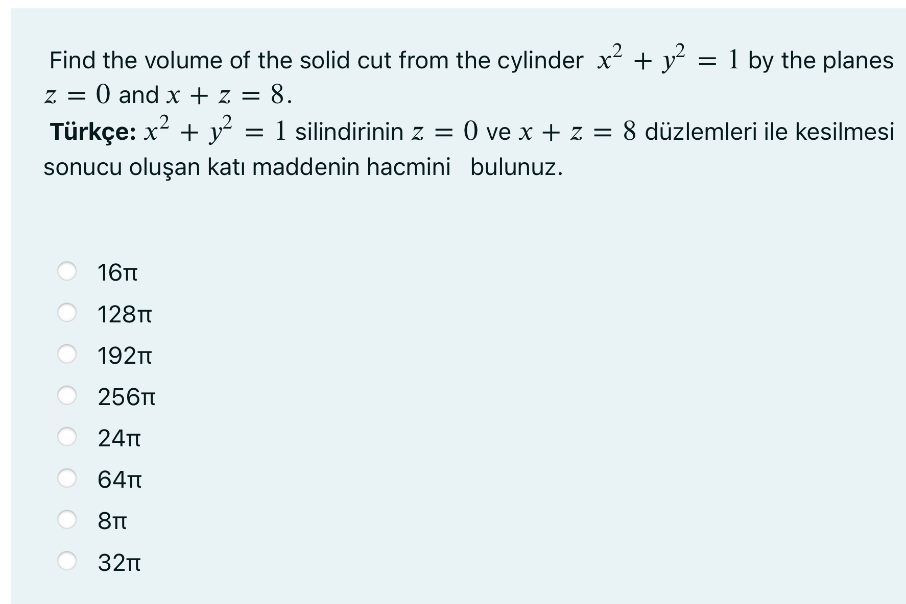 Solved Find the volume of the solid cut from the cylinder | Chegg.com