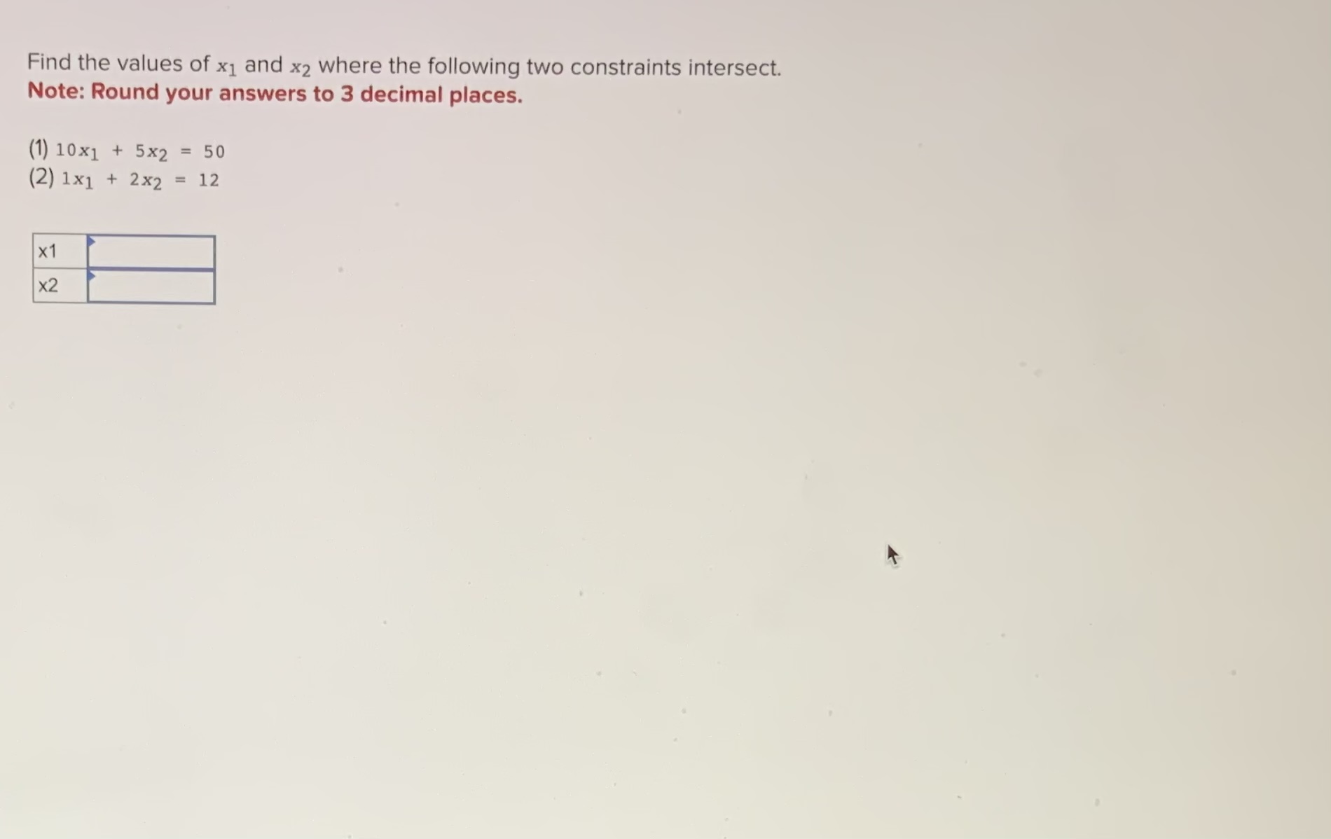 Solved Find the values of x1 and x2 where the following two | Chegg.com