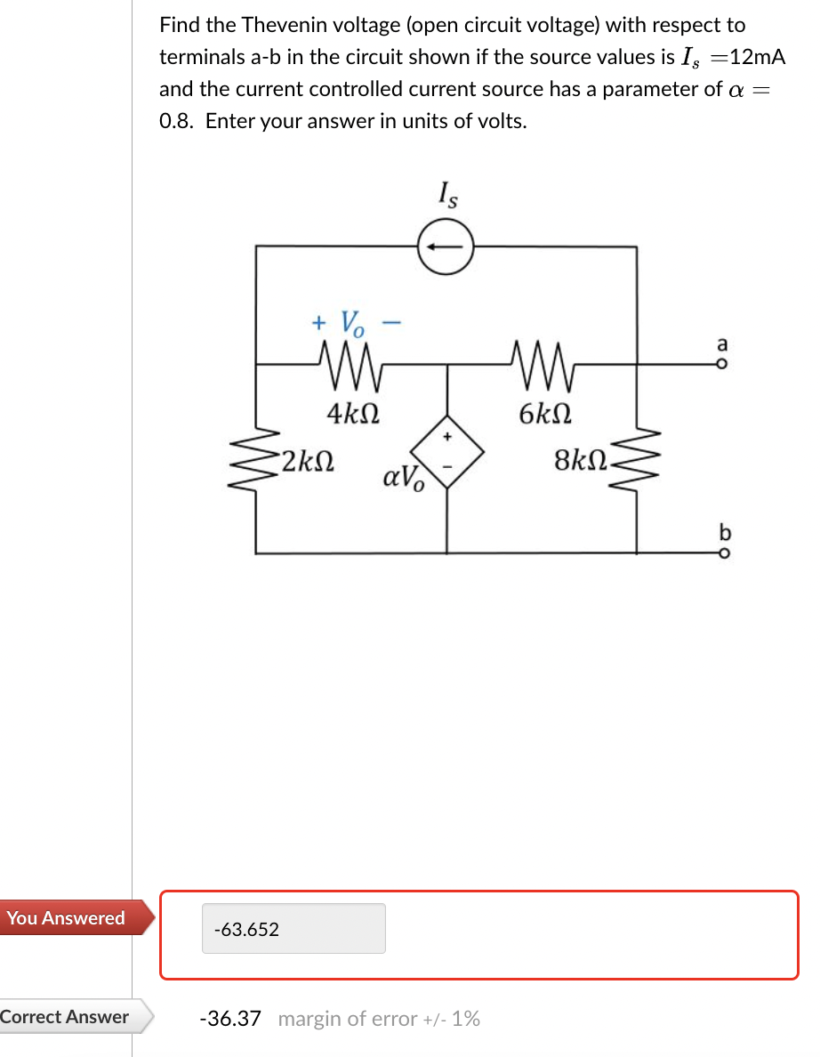 Solved Find the Thevenin voltage (open circuit voltage) with | Chegg.com