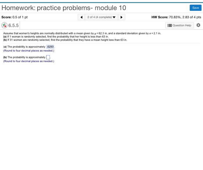 Solved Homework Practice Problems Module 10 Save Score