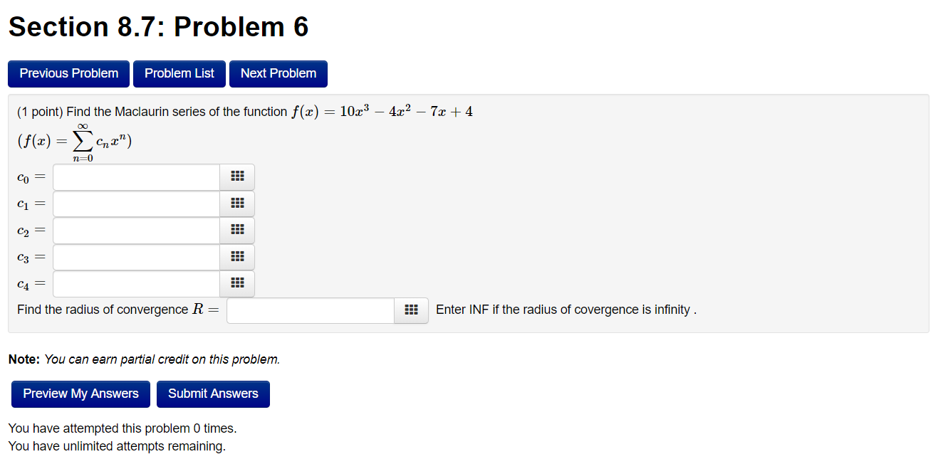 Solved Section 8.7: Problem 6 Previous Problem Problem List | Chegg.com