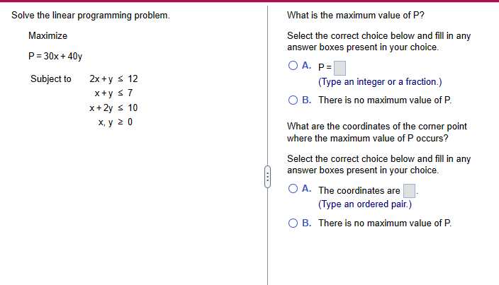 Solved Solve the linear programming problem. Maximize and | Chegg.com