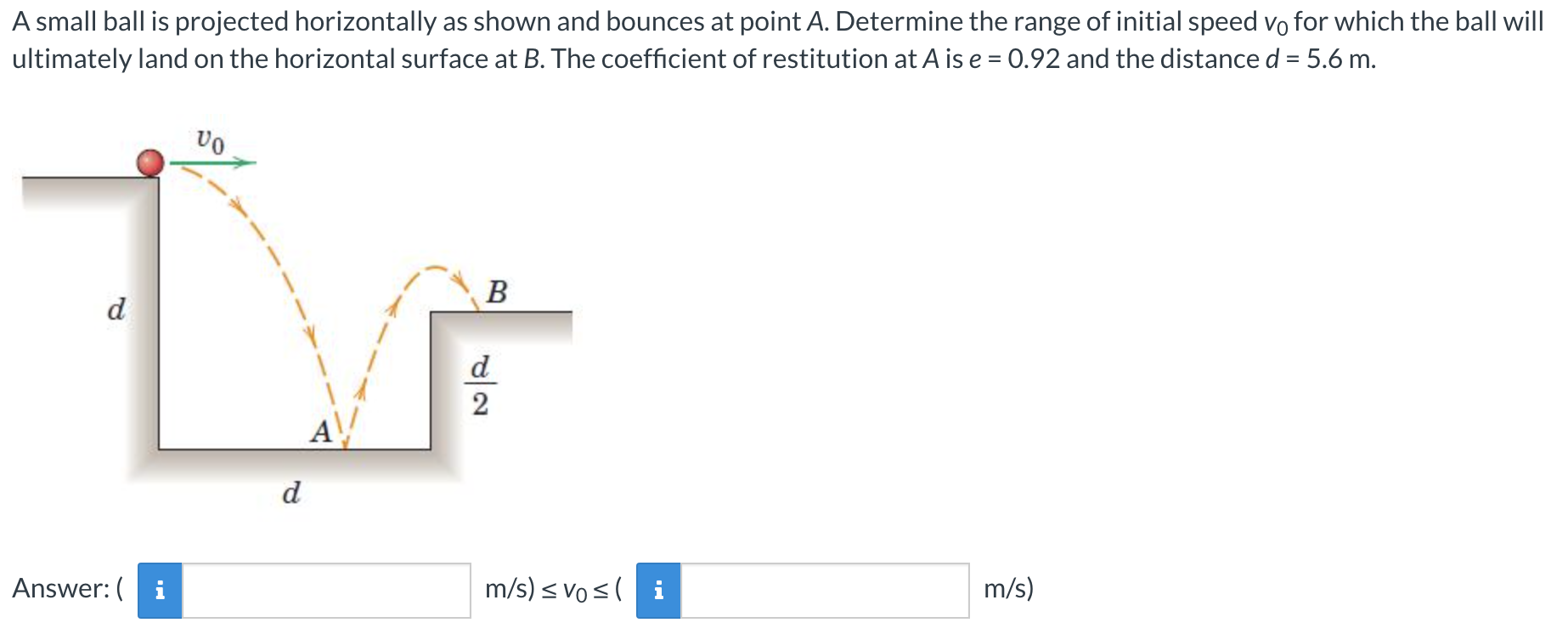 Solved A small ball is projected horizontally as shown and | Chegg.com