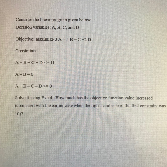 Solved Consider the linear program given below: Decision | Chegg.com