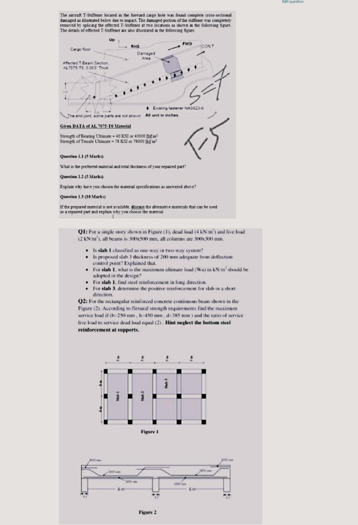 Solved Edit qutition The aircraft T Stiffener located in the | Chegg.com