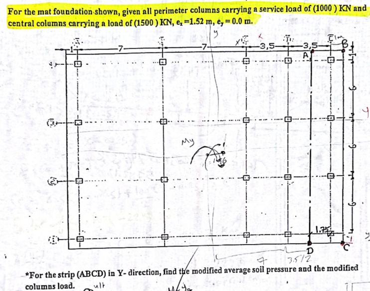 Solved For the mat foundation shown, given all perimeter | Chegg.com