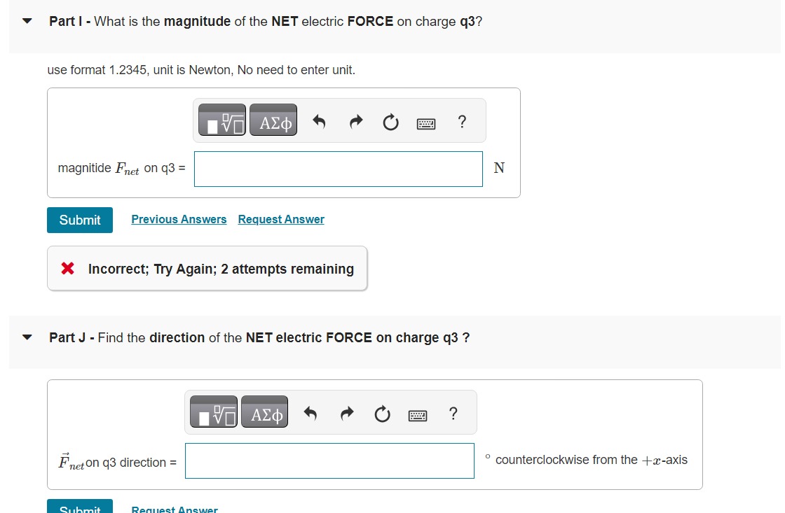Solved Part K - What is the magnitude of the NET electric | Chegg.com