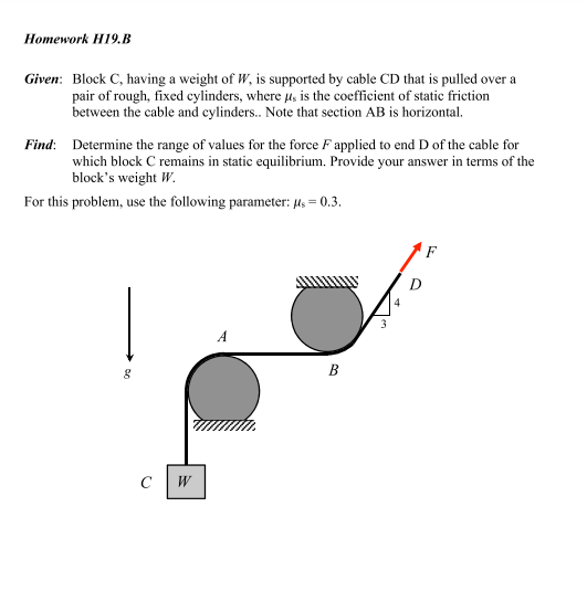 Solved Homework H19.B Given: Block C, having a weight of W, | Chegg.com