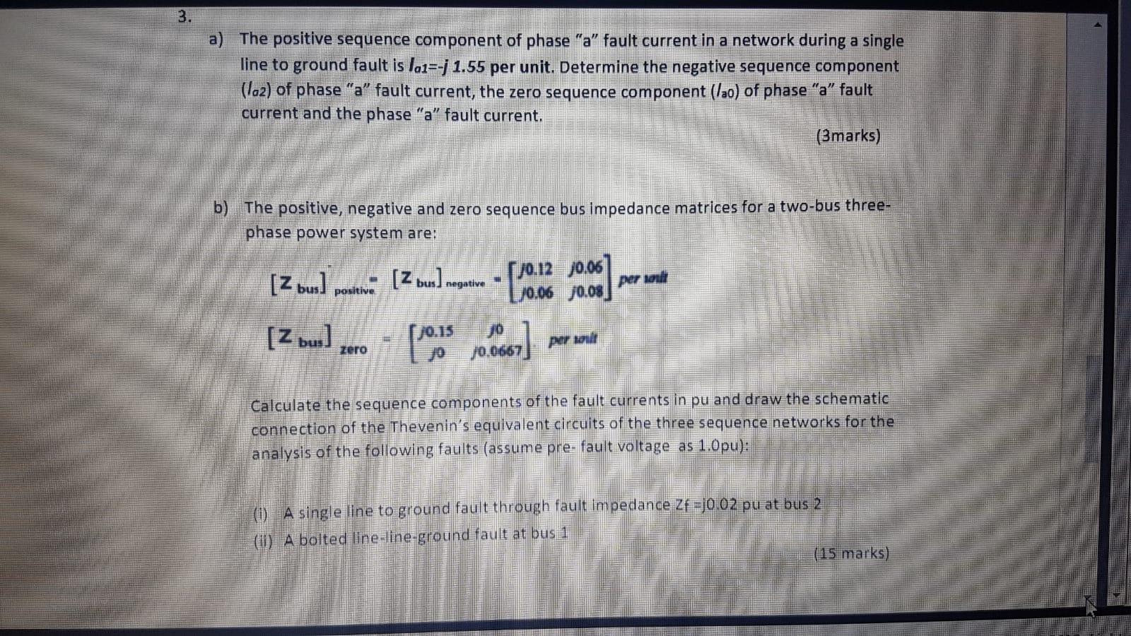 Solved 3. a) The positive sequence component of phase "a” | Chegg.com