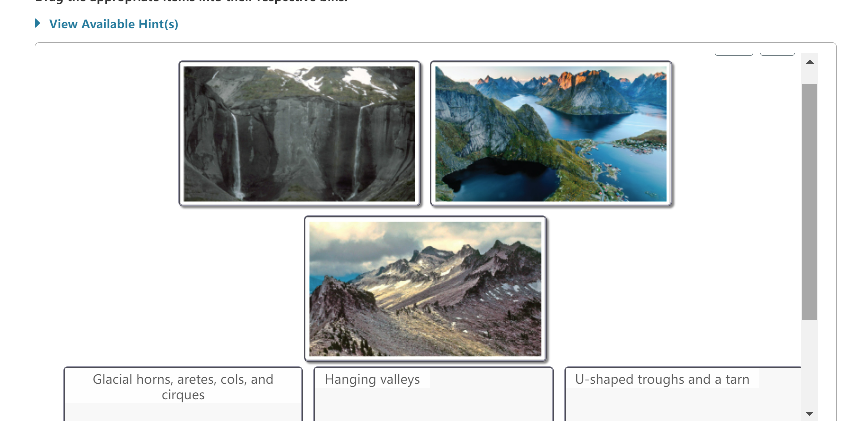 Solved Part C - Alpine Glacial Landforms When glaciers | Chegg.com