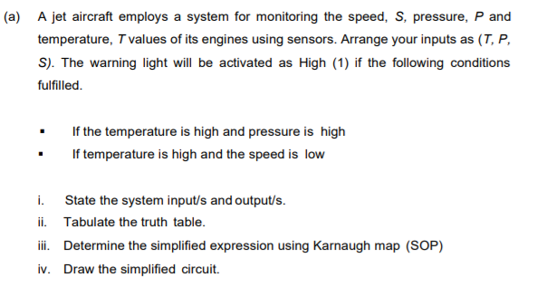 Solved (a) A jet aircraft employs a system for monitoring | Chegg.com