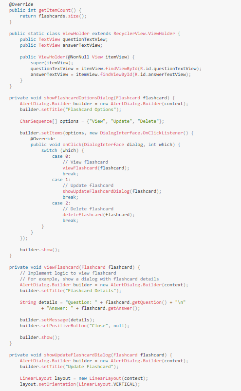 Solved I would like to develop a flashcard android studio | Chegg.com