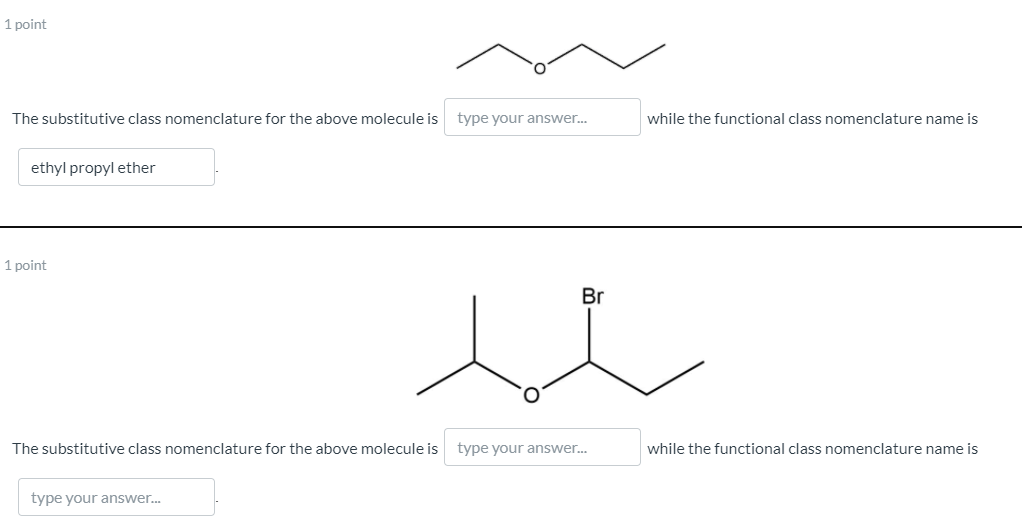 Solved For #1 Substitive class of 1-ethoxypropane is | Chegg.com