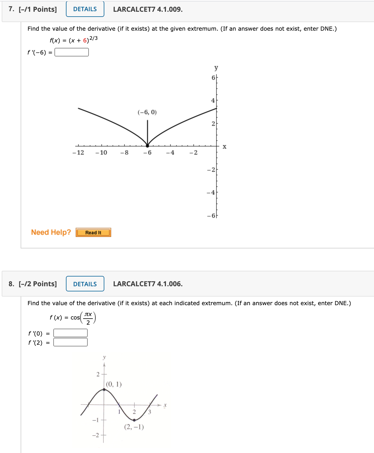 Solved 7. [-/1 Points] DETAILS LARCALCET7 4.1.009. Find the | Chegg.com