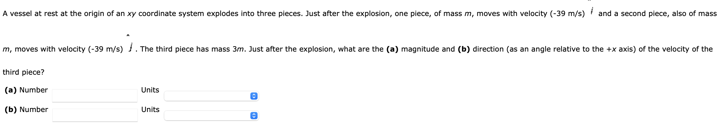 Solved A vessel at rest at the origin of an xy coordinate | Chegg.com