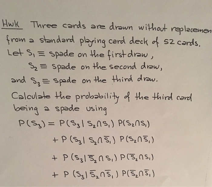 Solved Three cards are drawn without replacement from a | Chegg.com