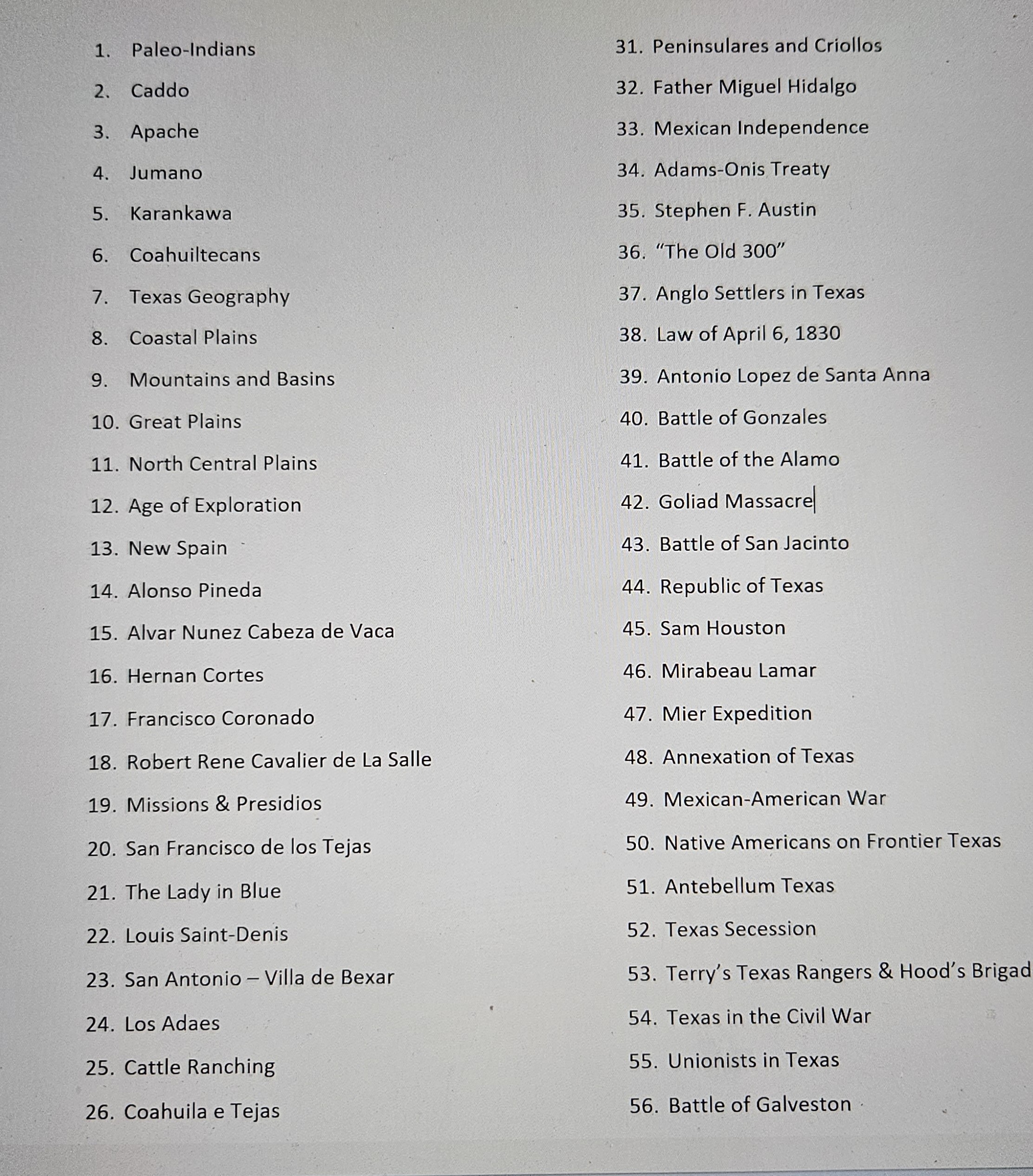 1. Paleo-Indians 2. Caddo 3. Apache 4. Jumano 5. | Chegg.com