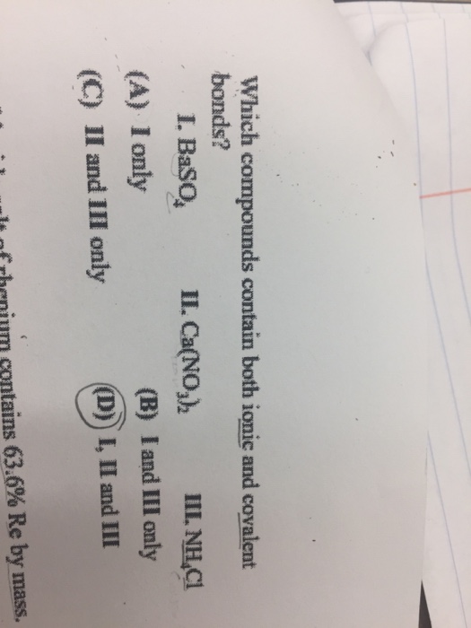 Solved Which compounds contain both ionic and covalent | Chegg.com