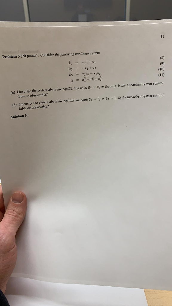 Solved Problem 5 (20 points). Consider the following | Chegg.com