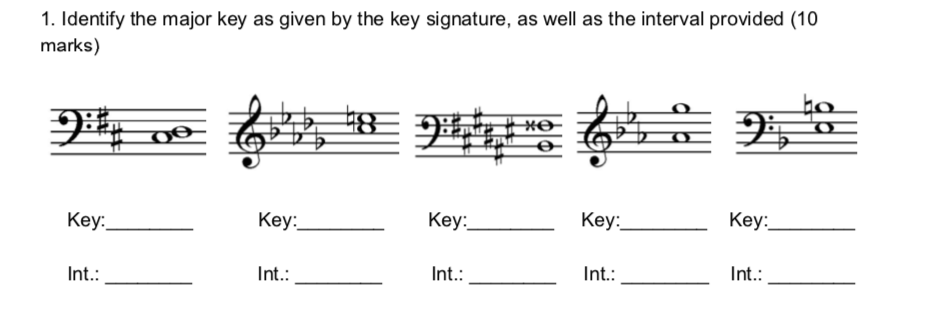 1. Identify the major key as given by the key | Chegg.com