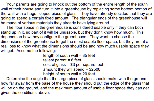 Solved Your parents are going to knock out the bottom of the | Chegg.com