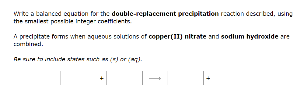 Write a balanced equation for the double-replacement | Chegg.com