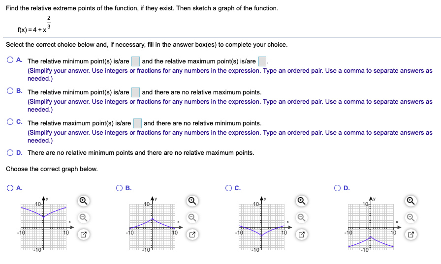 Solved Find the relative extreme points of the function, if | Chegg.com