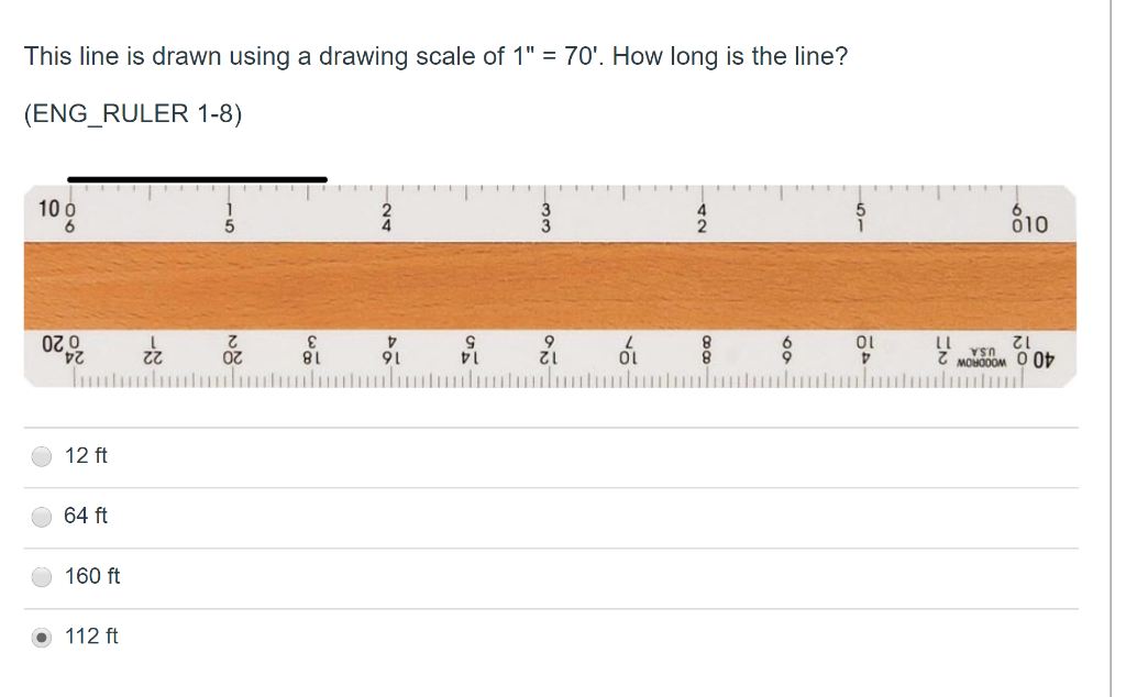 Solved This line is drawn using a drawing scale of 1" = 70'. | Chegg.com