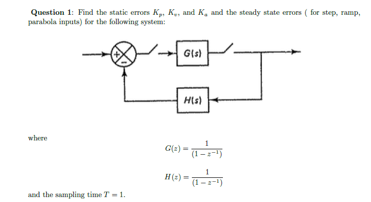 Solved Question 1: Find the static errors Kp,Kv, ﻿and Ka | Chegg.com