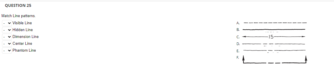 Solved Match Line patterns. Visible Line Hidden Line | Chegg.com