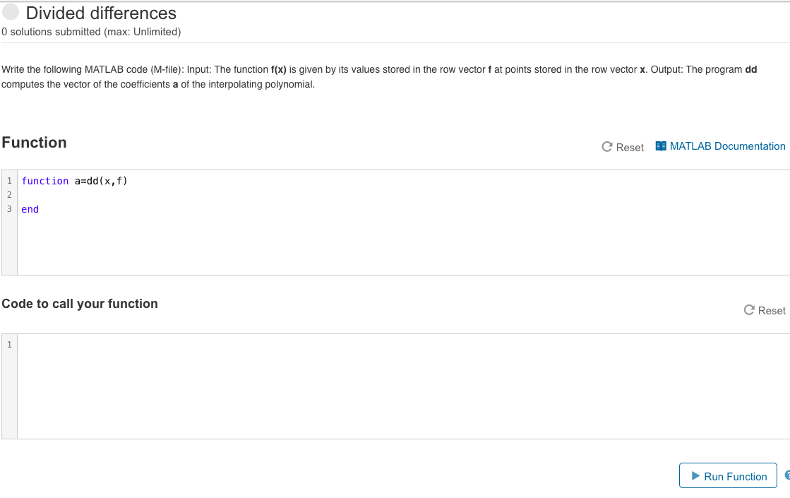 Solved Divided differences O solutions submitted (max: | Chegg.com