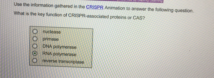 Solved Use the information gathered in the CRISPR Animation | Chegg.com