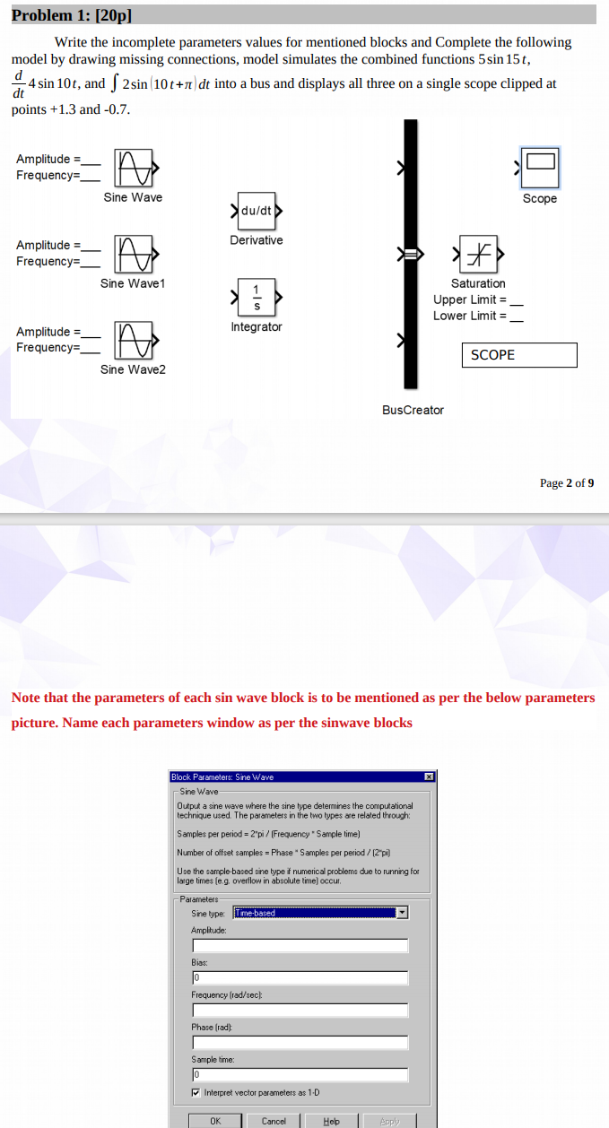Solved Problem 1: [20p] Write the incomplete parameters | Chegg.com