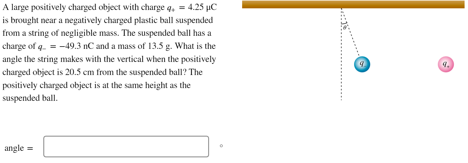 Solved A large positively charged object with charge | Chegg.com