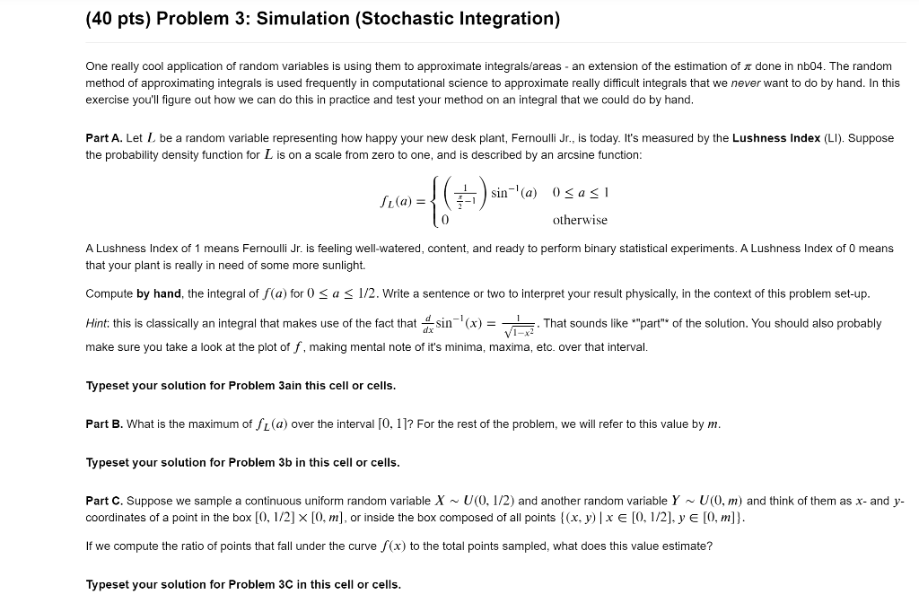 (40 pts) Problem 3: Simulation (Stochastic | Chegg.com