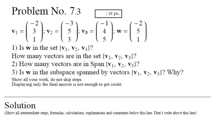 Solved Problem No. 7.3 | Chegg.com