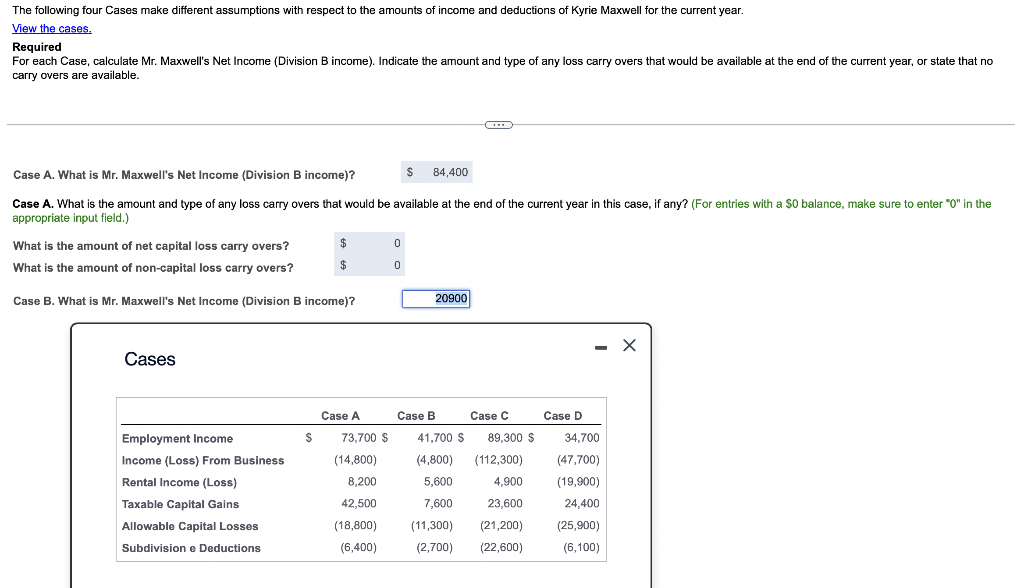 Solved The following four Cases make different assumptions | Chegg.com