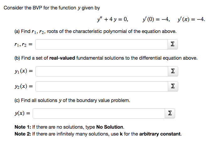 Solved Consider the BVP for the function y given by 3." +4y= | Chegg.com