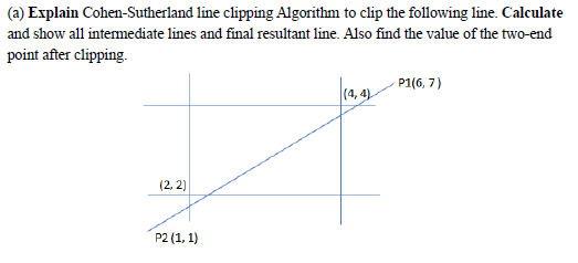 Solved (a) Explain Cohen-Sutherland line clipping Algorithm | Chegg.com