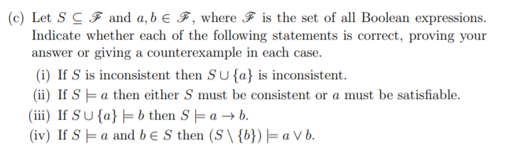 Solved (C) Let S C F and a, b E F , where F is the set of | Chegg.com