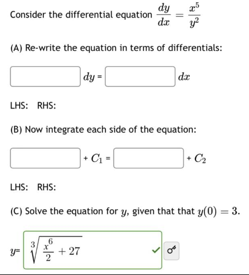 Solved Consider the differential equation dy/dx = x^5/y^2 | Chegg.com