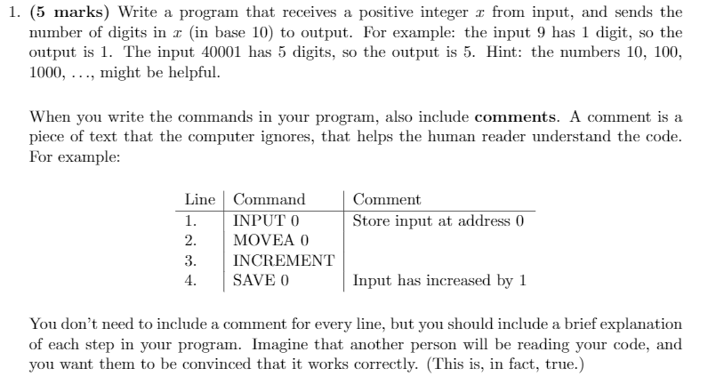 Solved 1. (5 marks) Write a program that receives a positive | Chegg.com