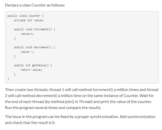 Declare a class Counter as follows: public class | Chegg.com