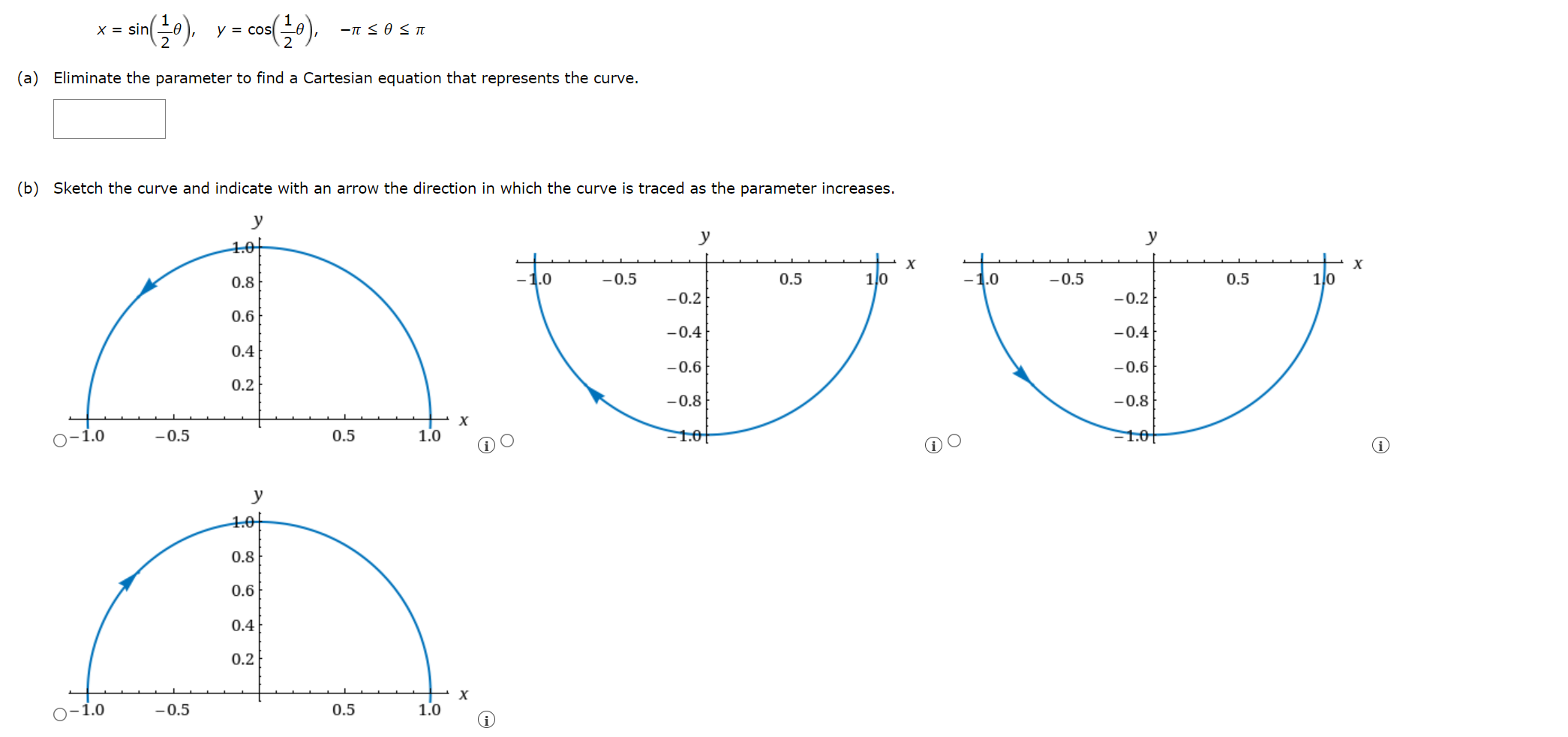 Solved x = sin(9), y = cos9),